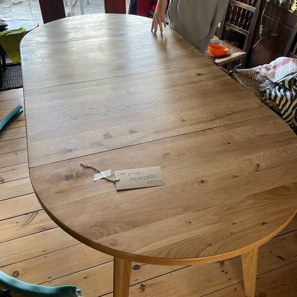 Farmhouse Dining Table, Sustainable Reclaimed Top on Solid Oak Frame ...