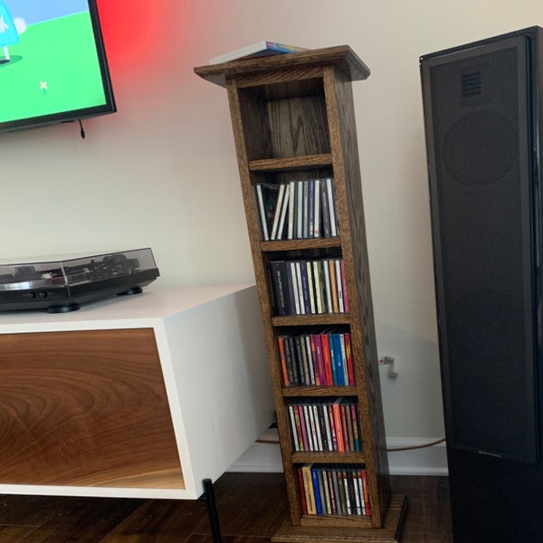 Solid Oak CD Tower: Floor Standing Media Storage - Etsy