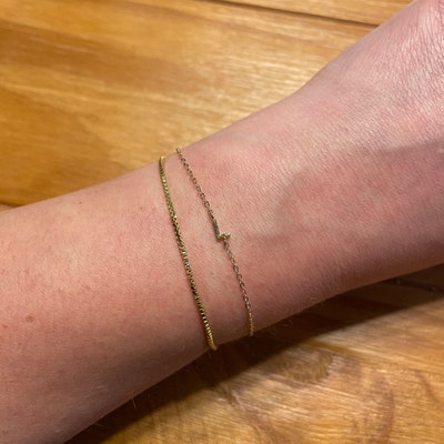 Thin Gold Bracelet, 14kt Gold Filled, Box Chain Bracelet - Etsy