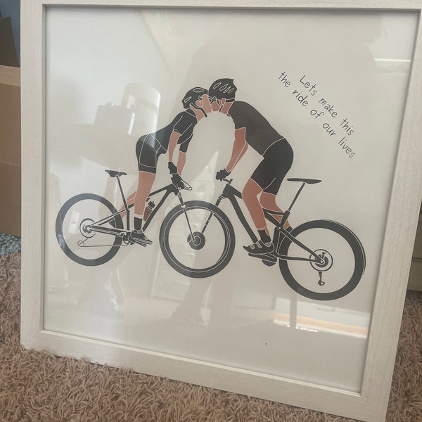 Couples Bicycle Art Print Picture | Love & Cycling Quote | Wedding ...