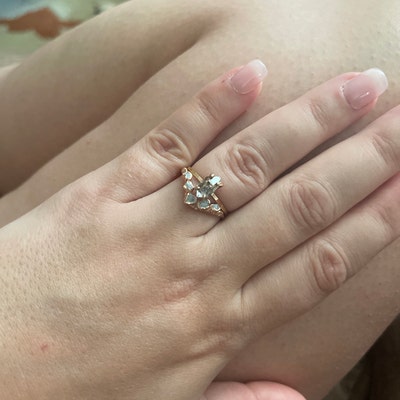Solid Gold/ Sterling Silver Taw Stone Chevron Ring/boho Style Ring ...