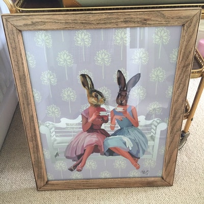 Rabbit Chat Wall Art Acrylic Painting Rabbit Print Rabbit Painting ...