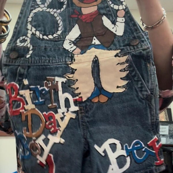Custom Overalls Cowgirl Theme Birthday Denim for Little Girls Featuring ...