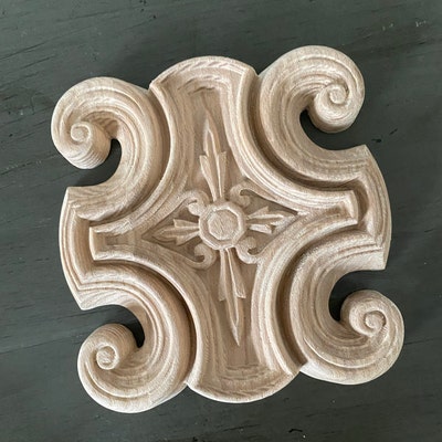 Ornate Wooden Scrollwork Applique for Home Decoration, Unpainted ...