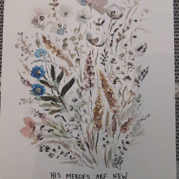 His Mercies Are New Every Morning Boho Wall Art, Christian Scripture ...