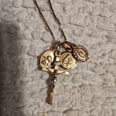 Scapular Medal, Sterling Silver Scapular Pendant, 18 K Gold Plated ...