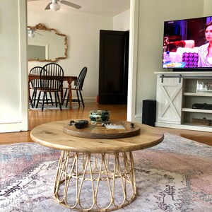 Bohemian Rattan Urban Chic Coffee Table Small Round Natural Boho Woven ...