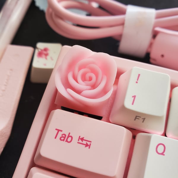 Rose Pastel Flower Artisan Keycap Cherry MX Mechanical Gaming Keyboards ...