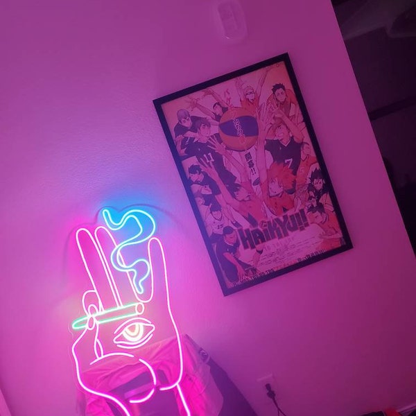 Smoking Hand With Joint | Cigarette Led Neon Sign | Neon Wall Decor - Etsy