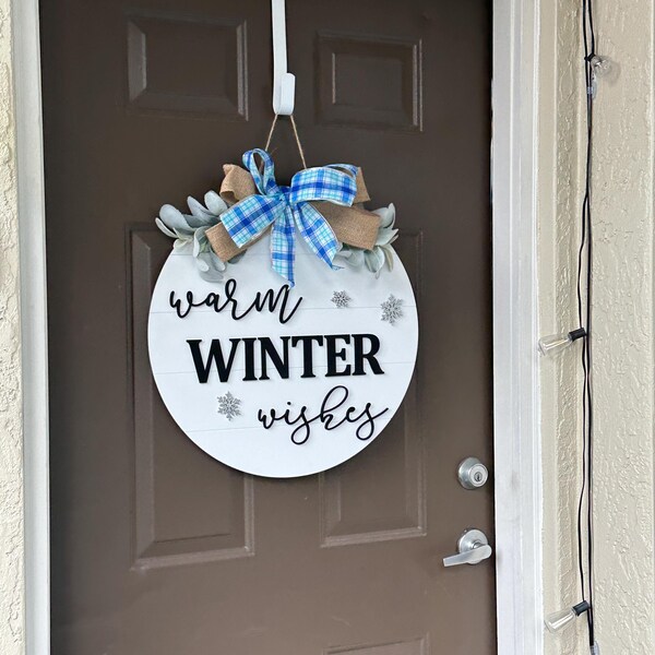 Winter Wreath| Front Door Hanger |let It Snow|personalized |door Wreath ...