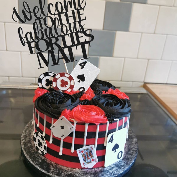Vegas Themed Cake Topper Bundle - Personalised - Etsy
