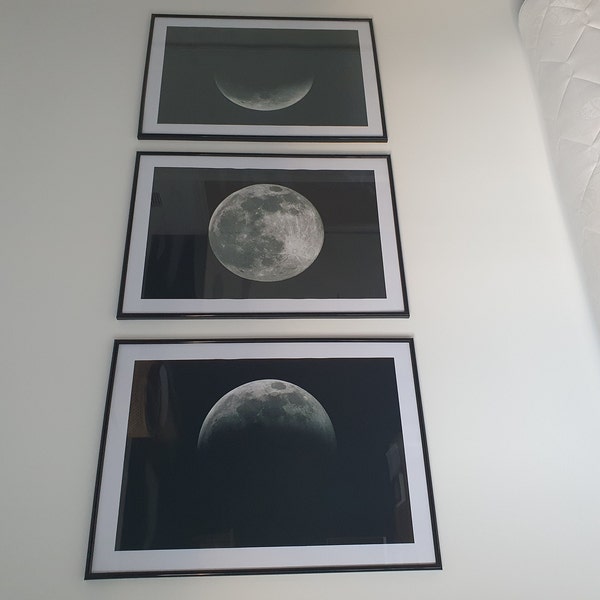 Moon Wall Decor, Set of 3 Printable Moon, Moon Phases Wall Art, Moon ...