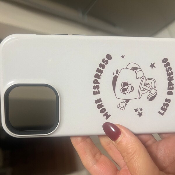 Retro Coffee Mascot Phone Case, Coffee Pun Gift, Cute Espresso ...