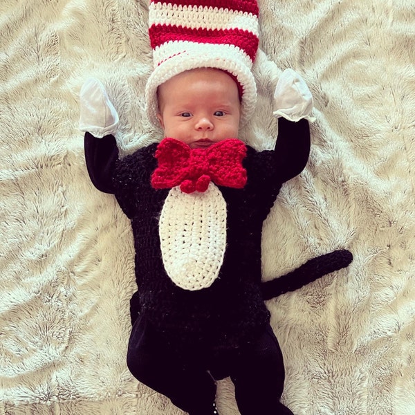 Dr. Seuss Inspired Cat in the Hat Baby Crochet Outfits. Tall Hat ...