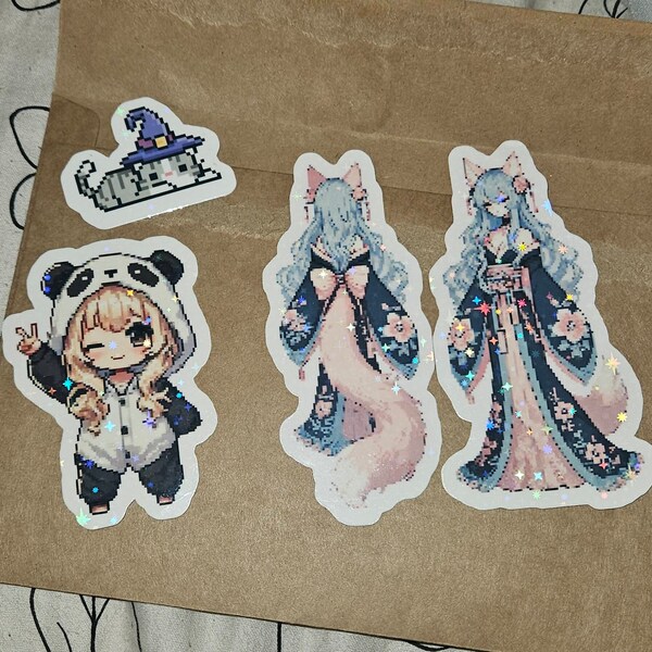 Bookish Kitty Vinyl Sticker Cute Pixel Art Cat Decal, Gifts for Readers ...