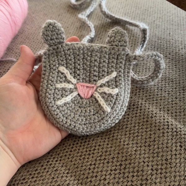 Crochet Cat Bag Pattern, Cat Purse Crochet Pattern, Toddler Cat Purse ...
