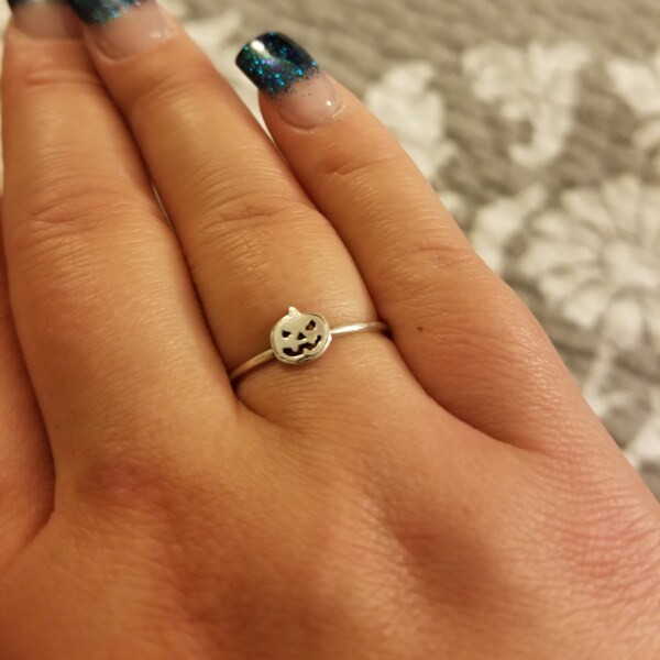 Mischievous Jack-o-lantern Ring // Halloween Jewelry // Silver Ring // Sterling Silver ...