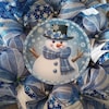 Blue Snowman Wreath Sign, Winter Wreath Sign, Metal Wreath Sign, Round ...