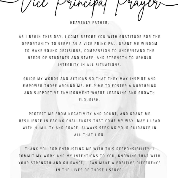 Principal Prayer Wall Art Printable Christian Principal Office Decor ...