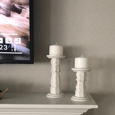 Cass Farmhouse Style Candlesticks / Wood Candlestick / Farmhouse ...