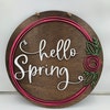 Hello Spring Flower Wreath Sign, Round Door Hanger Svg, Glowforge Laser ...