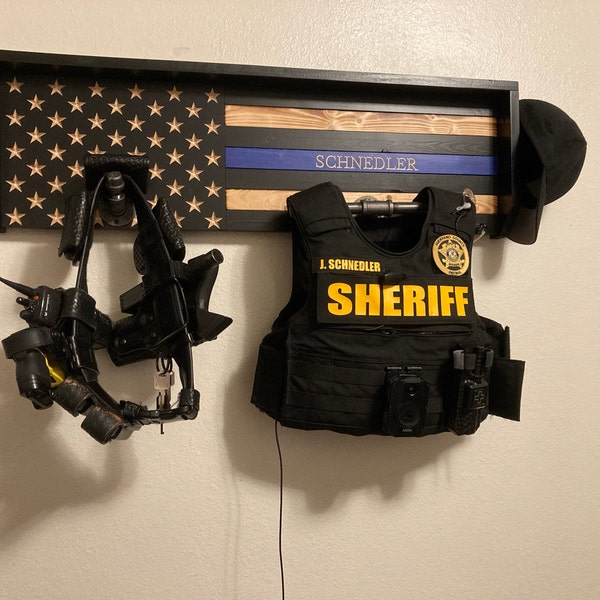 Police Gear Rack - Thin Blue Line Gift - Anniversary Gift - Birthday ...