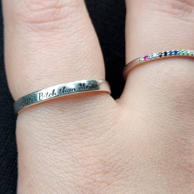 Engraved Rings Wedding Day Gift Personalized Rings Stacking - Etsy