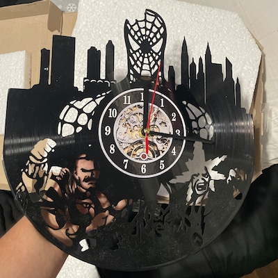 Spider-man Vinyl Record Laser Cut Wall Clock Marvels Room Decor ...