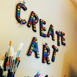 Black brick Script Wall Letters, Embedded With Real Bricks. - Etsy