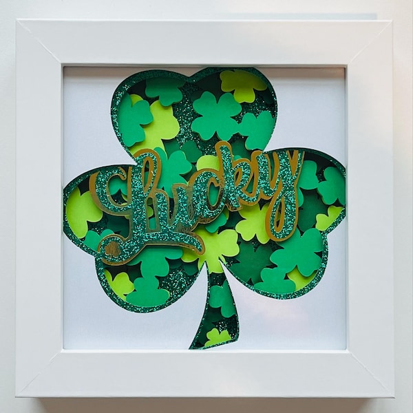 Lucky Shamrock Shadow Box SVG File, 3D, Layered Shadow Box, Shamrock ...