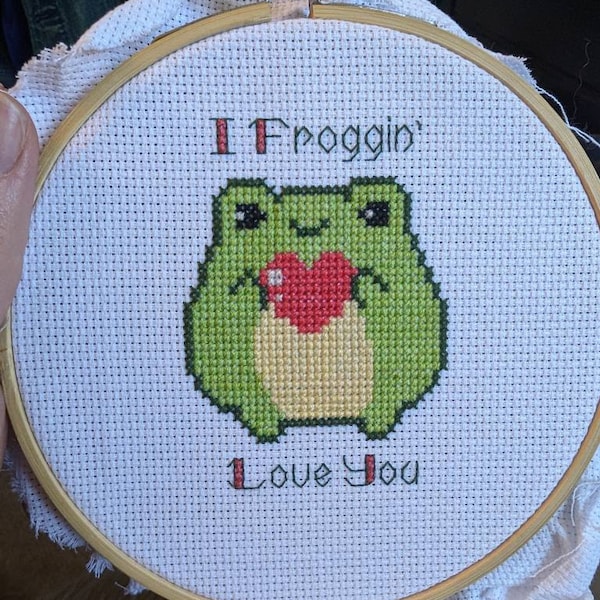 Tiny Frog Cross Stitch Pattern PDF - Kawaii Cute Baby Animal Funny ...