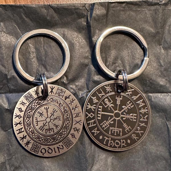 Nordic Viking Dog Tag, Norse Viking Runes Keyring, Tribal Celtic Aztec ...