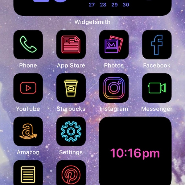 Blue Ios 14 App Icon Pack | Neon Aesthetic Ios 14 Icons | iPhone Icon ...