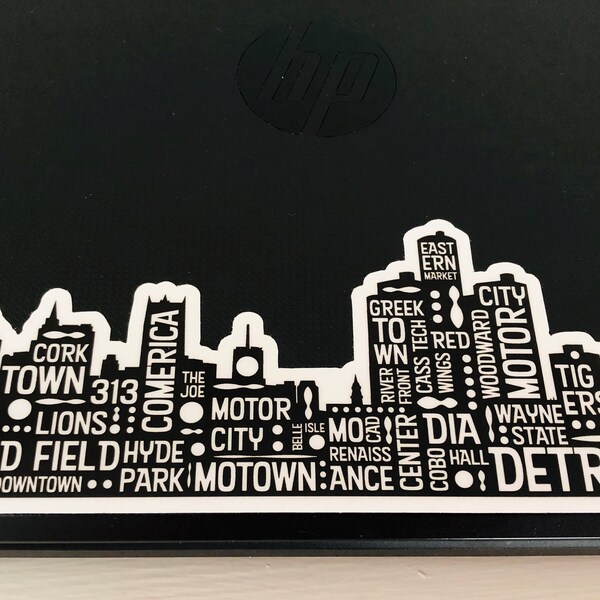 Detroit Skyline Vinyl Decal or Bumper Sticker Motown Sticker Laptop and ...