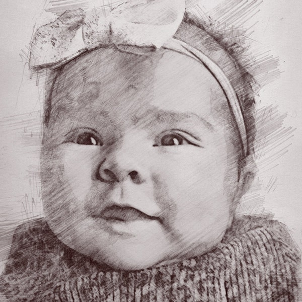 Family Portrait, Portrait From Photo, Rough Sketch, Rustic, Family ...