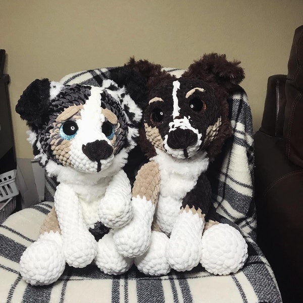 Aussie Puppies Crochet Pattern, Australian Shepherd, Black Tri, Red Tri ...