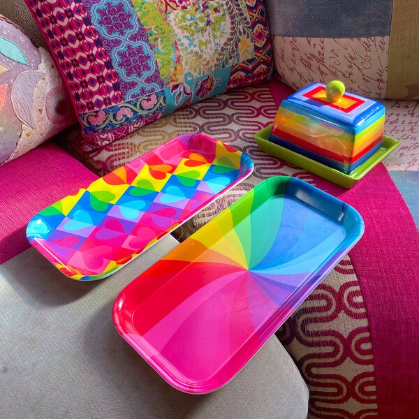 Rainbow Coaster Set, Set of Four Colourful Coasters, Coaster Set of 4 ...