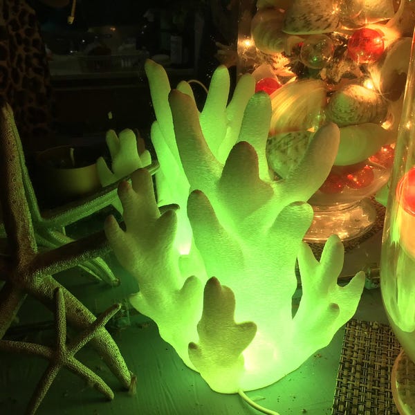 Coral Reef Table Lamp, Resin Ocean Night Light, Coastal Lamp, Beach ...