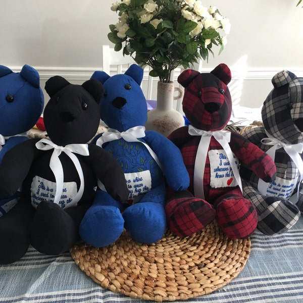 5 Memory Bears Made From Loved Ones Clothing - Etsy