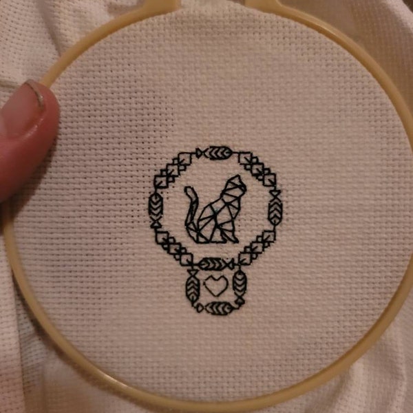Blackwork Cat Cross Stitch Pattern PDF | Tortoiseshell, Grey / Tabby ...