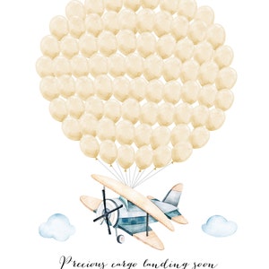Airplane Signature Guestbook, Sign in Poster, Sign in Balloon, Baby ...