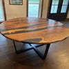 Black Round Resin Table/ Live Edge Wooden Table/ Epoxy Ocean River ...