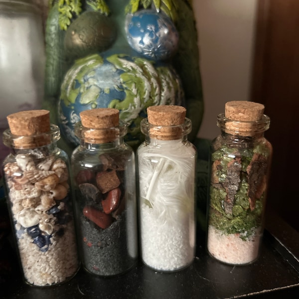 4 Elements Spell Jars Set - Earth, Air, Fire, Water: Perfect for Altar ...