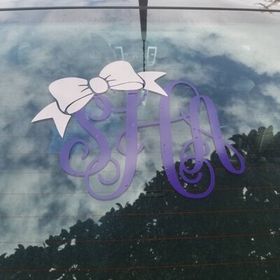 Fancy Monogram Decal Glitter Bow Decal Monogram Decal Yeti Cup Decal ...