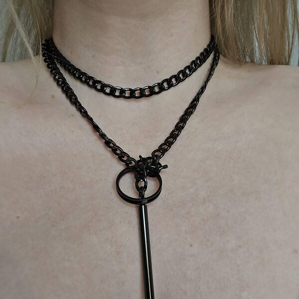 Layered Multi Strand Chunky Chain Gothic Choker Collar Necklace Set - Non Tarnish Waterproof ...