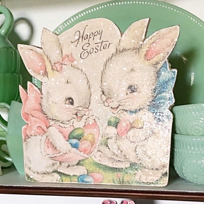 Handmade Vintage Style Easter Bunny Standee Decor - Etsy
