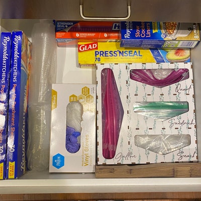 Patterned Sandwich Bag Organizer Bag Organization Wooden - Etsy
