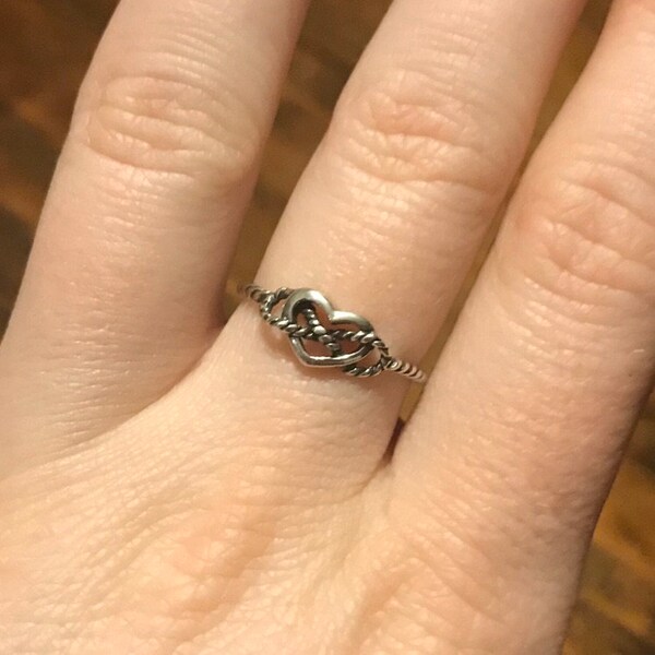 Infinity Tangled Knot Heart Ring Band Braided Cable Twisted Rope Solid ...