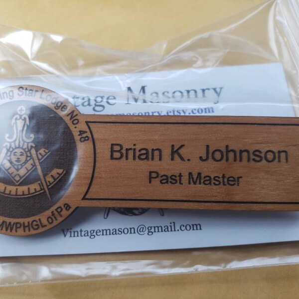 Masonic Past Master Name Tag Badge- Wood - Etsy