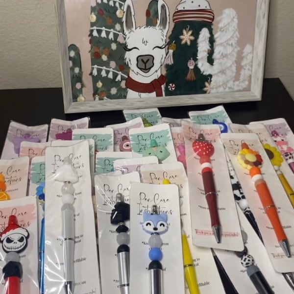 Printed Beaded Pen Care Card, Epoxy Pen Card, Glitter Pen Care Card ...